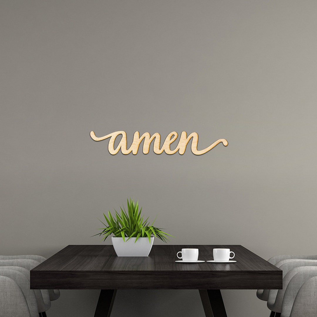 Amen Charlie Script Wood Sign - Wood Sign Art, Wooden Sign, Laser Cut ...
