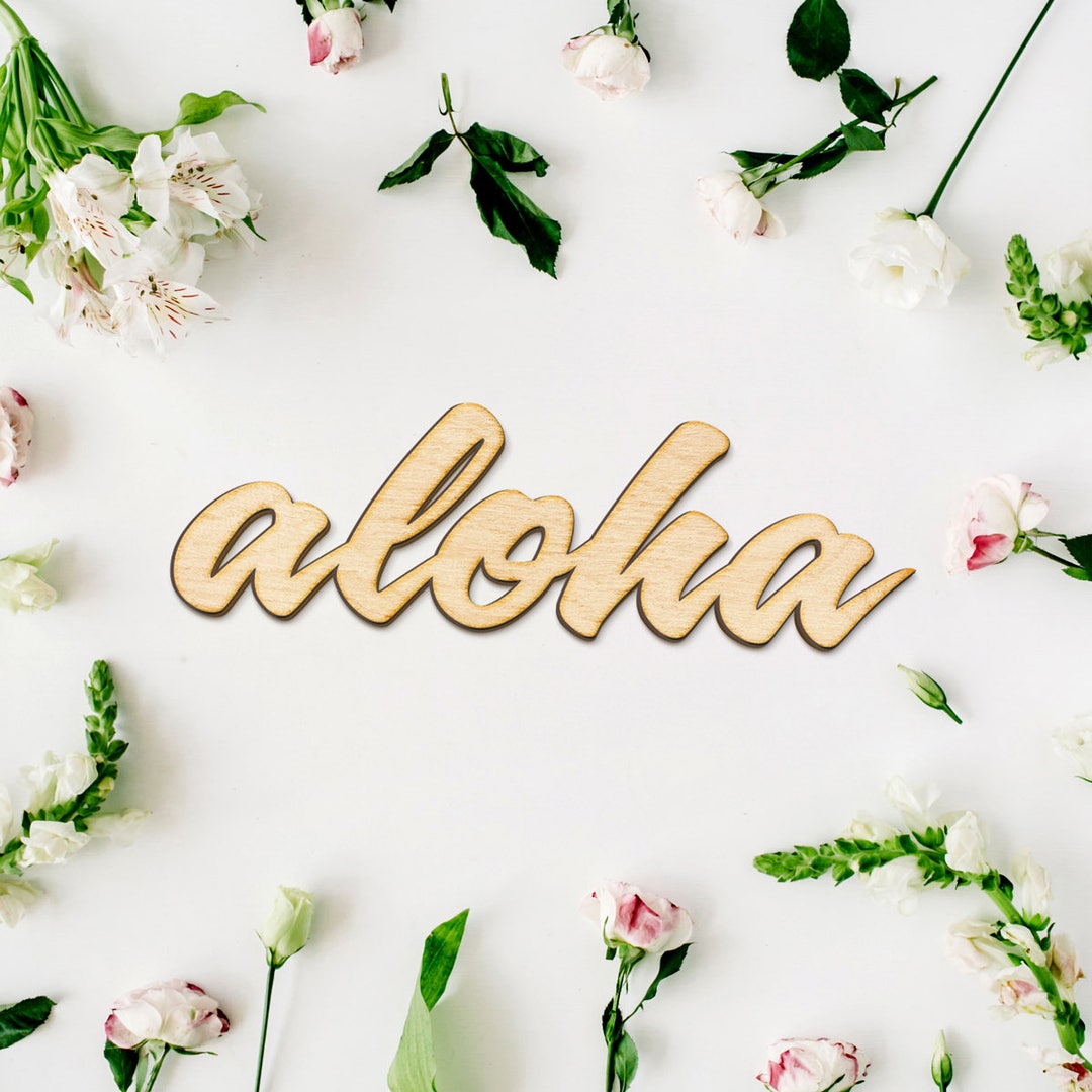Script Aloha Wood Sign-wood Sign Art, Laser Cut Wood Sign, Aloha Sign ...