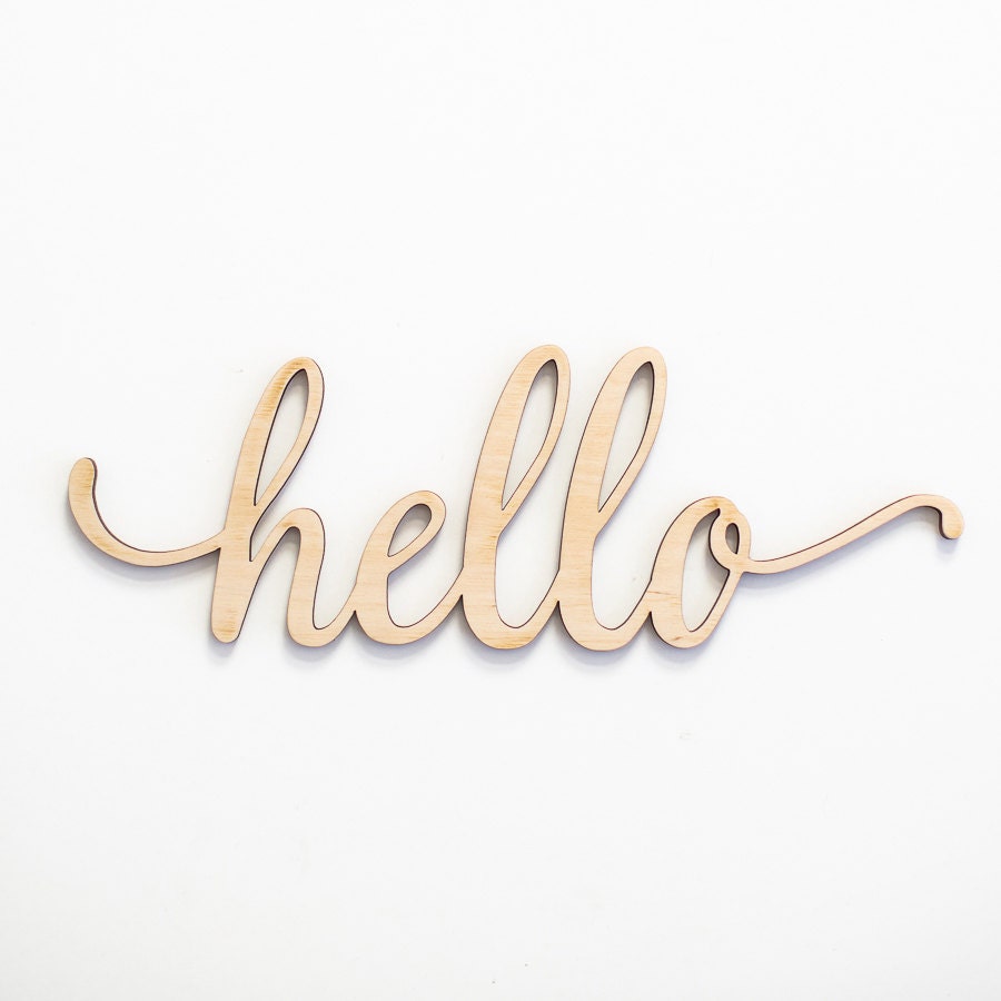 Hello Script Wood Sign wood Sign Art Wooden Hello Hello - Etsy