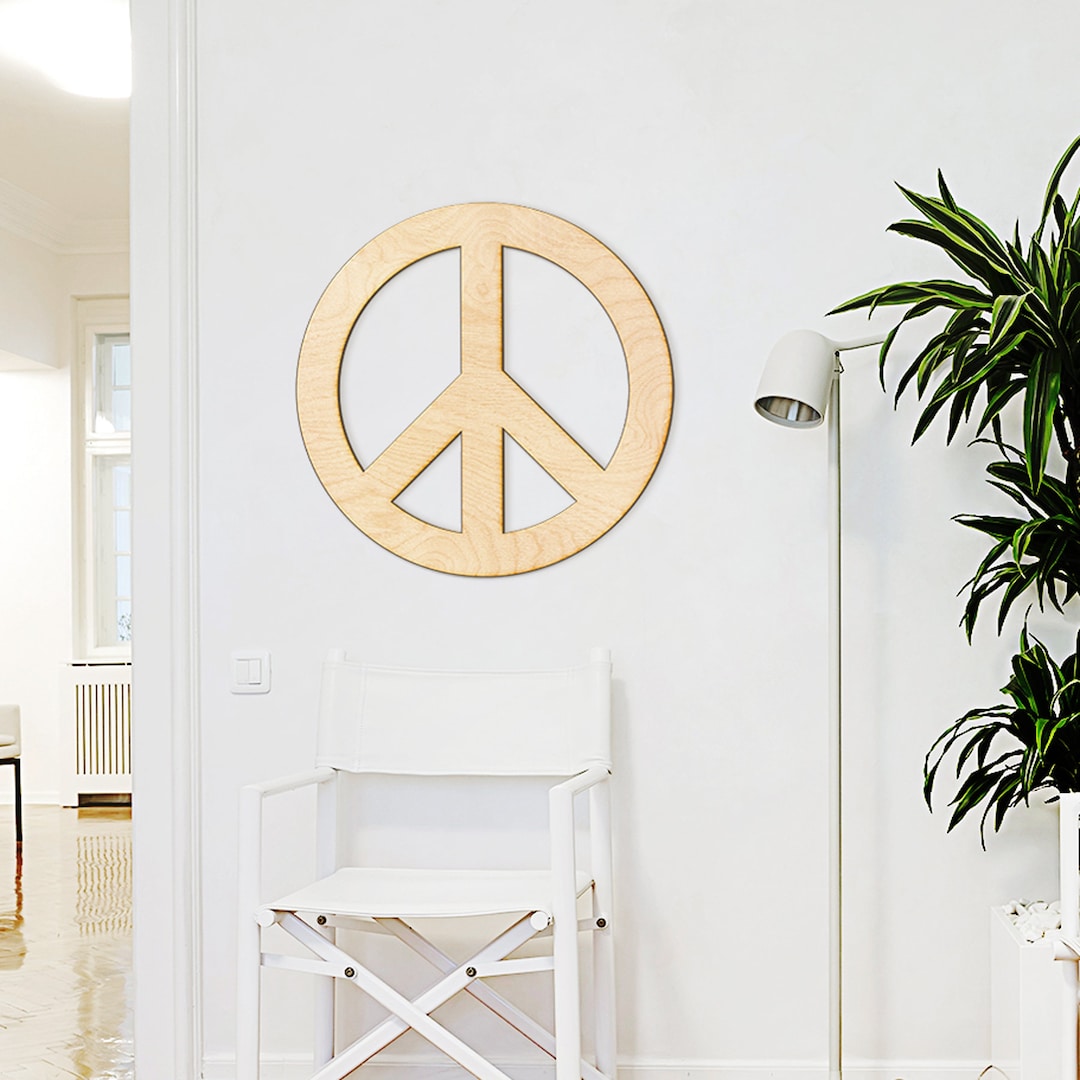 Peace Sign Wood Cut Sign - Custom Monogram Gift, Wood Sign, Peace Sign ...