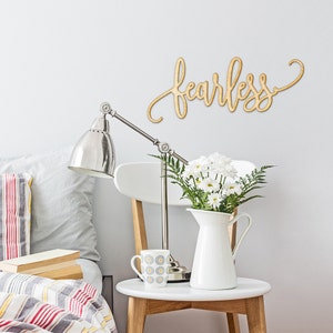 Fearless Script Wood Sign - Wood Sign Art, Wooden Fearless, Laser Cut ...