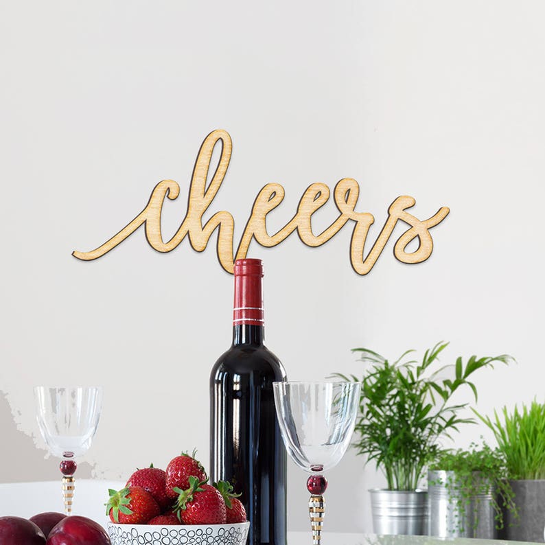 Pen Script Cheers Wood Sign Wooden Cheers Script Cheers - Etsy