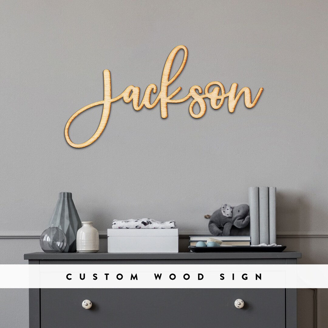 Custom Jules Script Upper and Lowercase Word Wood Sign - Personalized ...