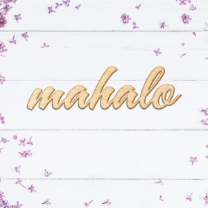 Script Mahalo Wood Sign-wood Sign Art, Laser Cut Wood Sign, Aloha Sign ...