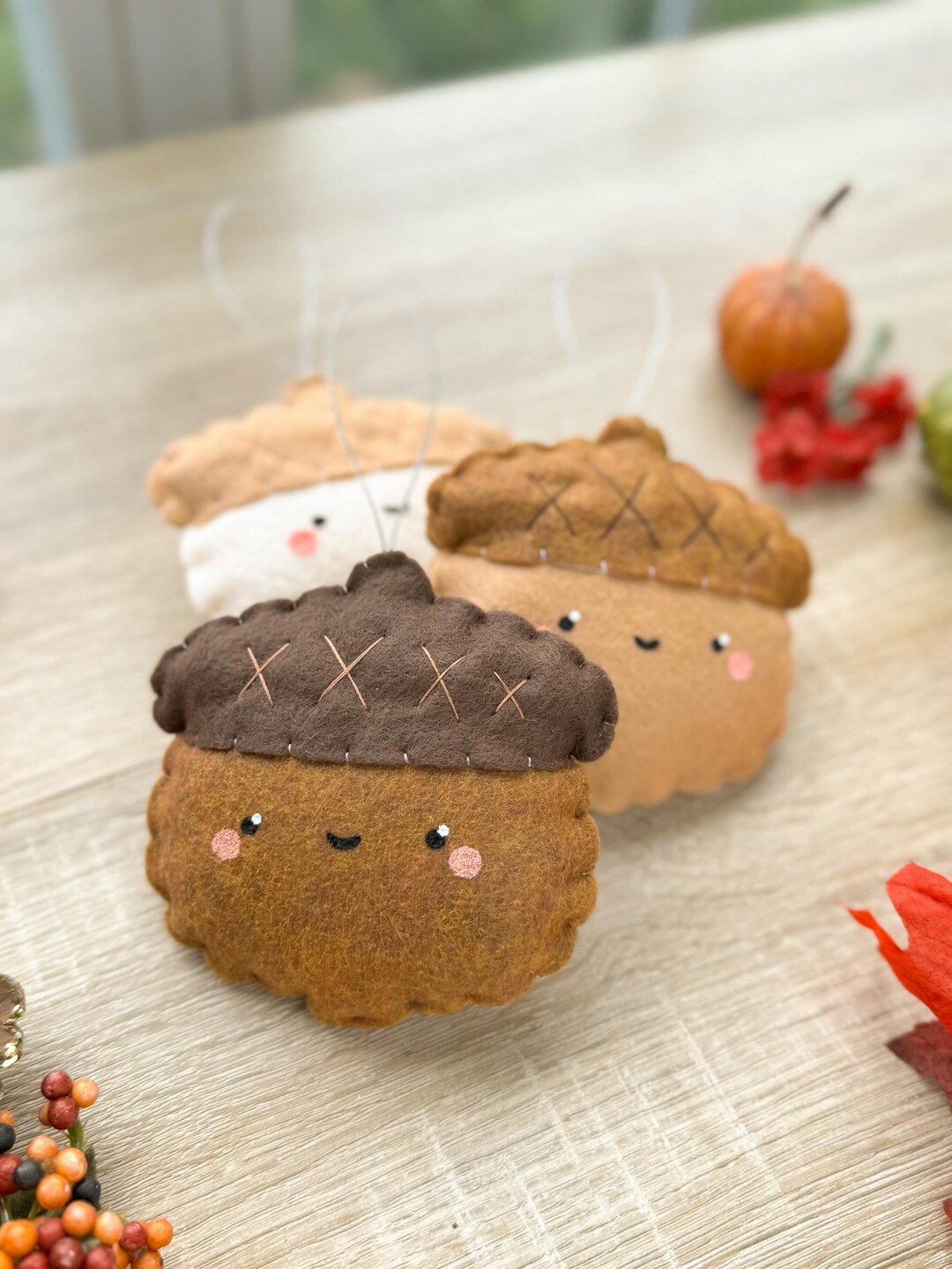 Acorn Ornaments - Autumn Decor, Fall Tree, Felt Fall Leaves, Handmade ...