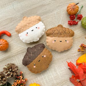 Acorn Ornaments - Autumn Decor, Fall Tree, Felt Fall Leaves, Handmade ...