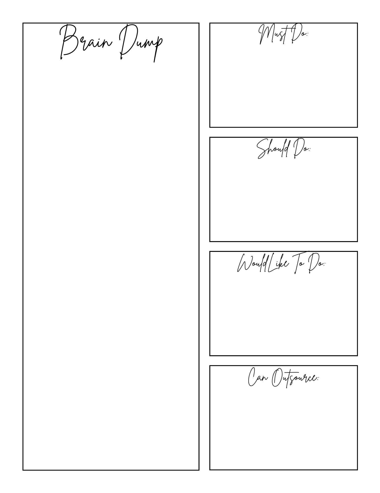 Brain Dump Printable | Planer Printables | Happy Planner Vorlagen ...