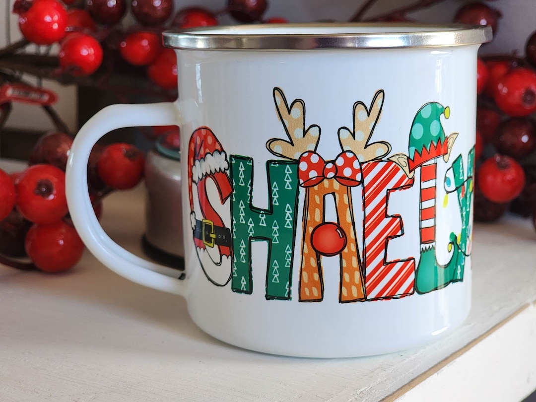 Personalized Christmas Hot Cocoa Mug, Kids Camper Mug, Custom Christmas ...