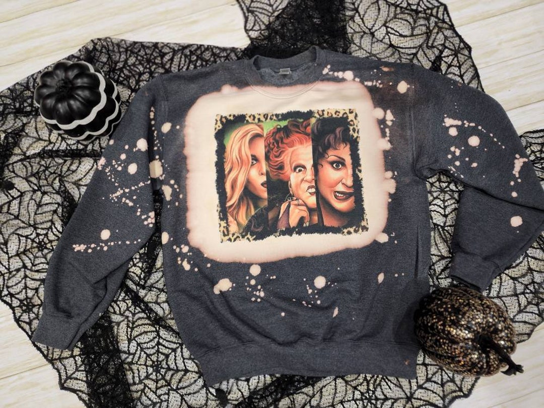 Sanderson Sisters Hocus Pocus Leopard Print Bleached Sweatshirt ...