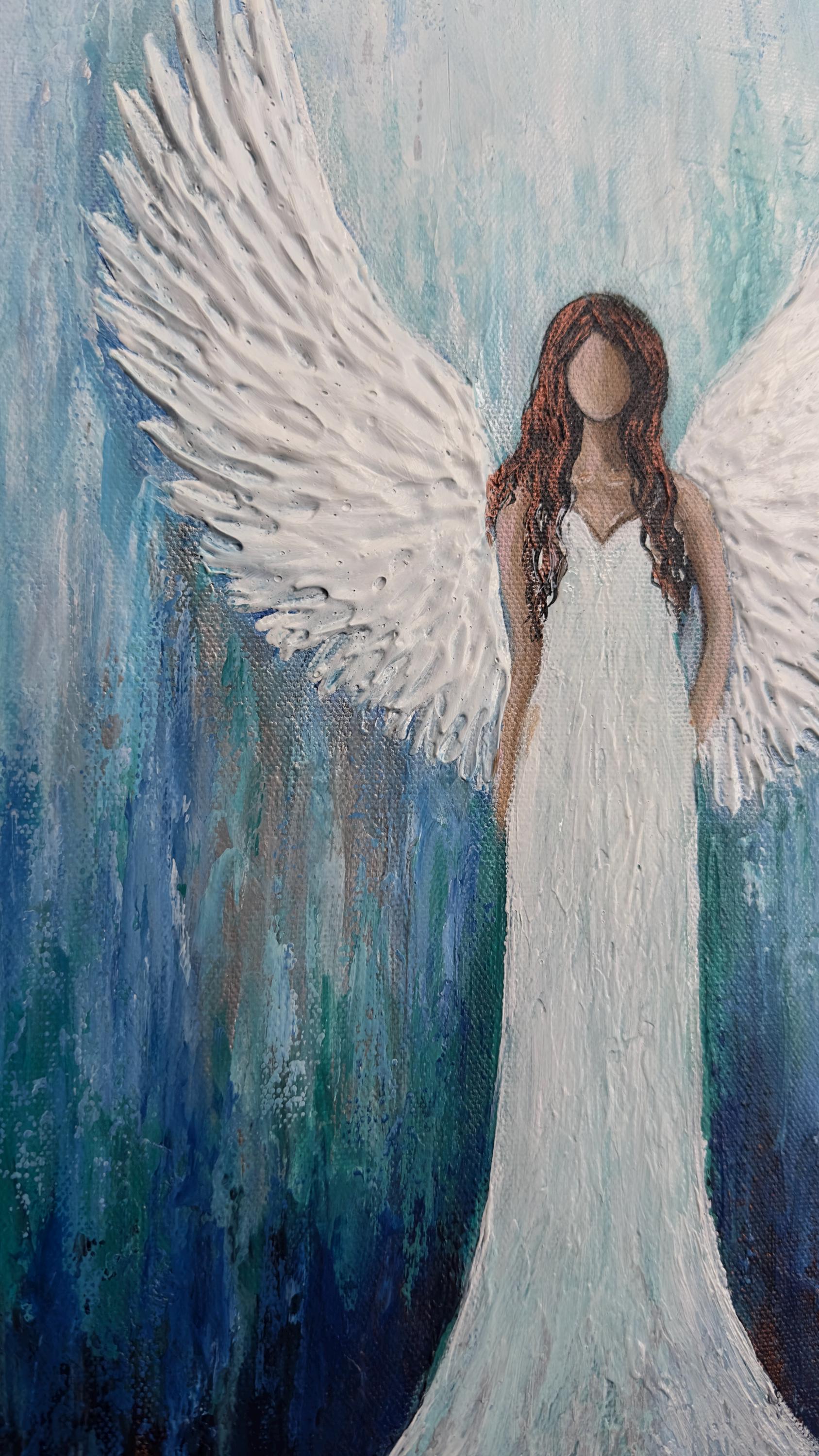 Original Angel Painting on Canvas: Textured Impasto Artwork - Etsy