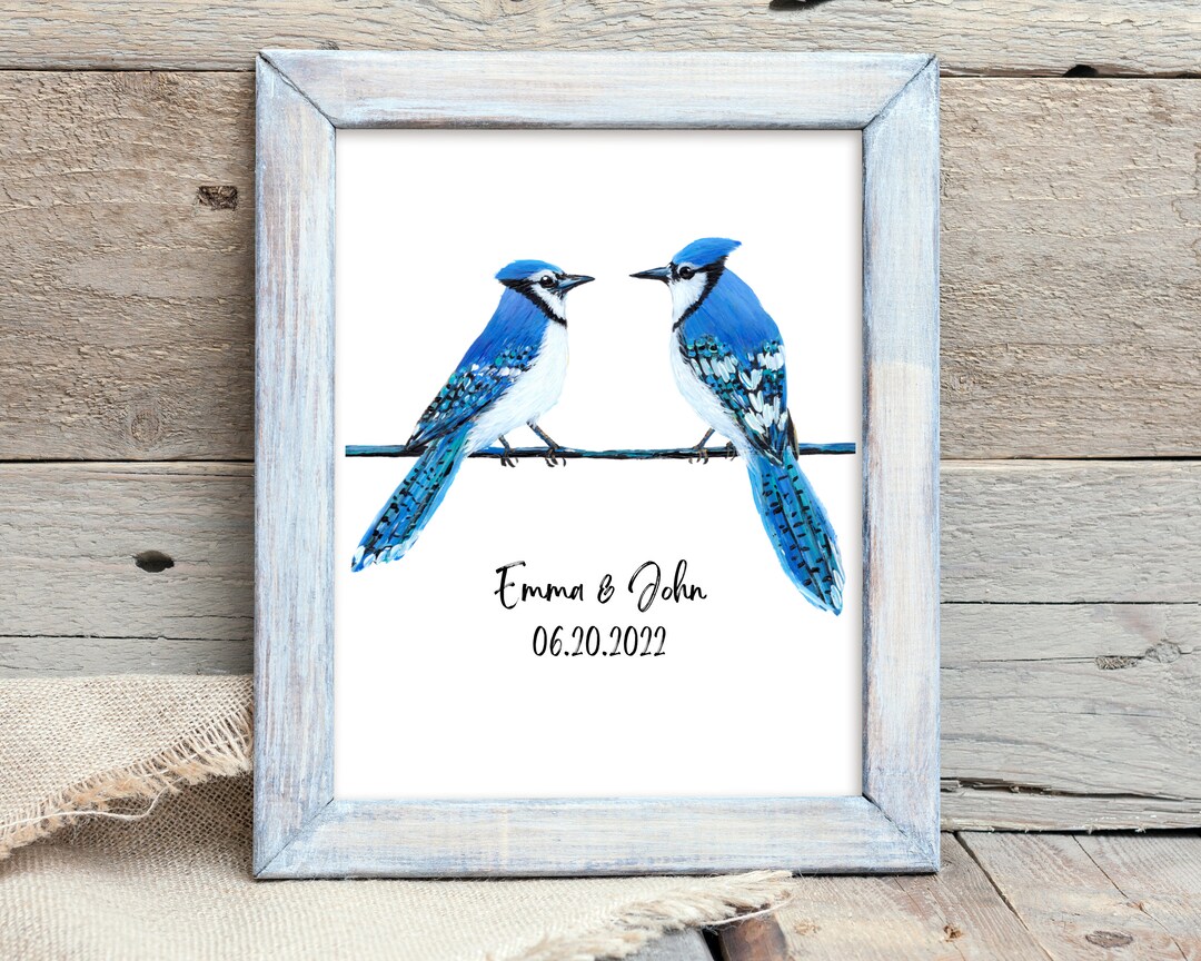 Blue Jays Print | Bird Couple Print | Personalized Wedding Gift for ...