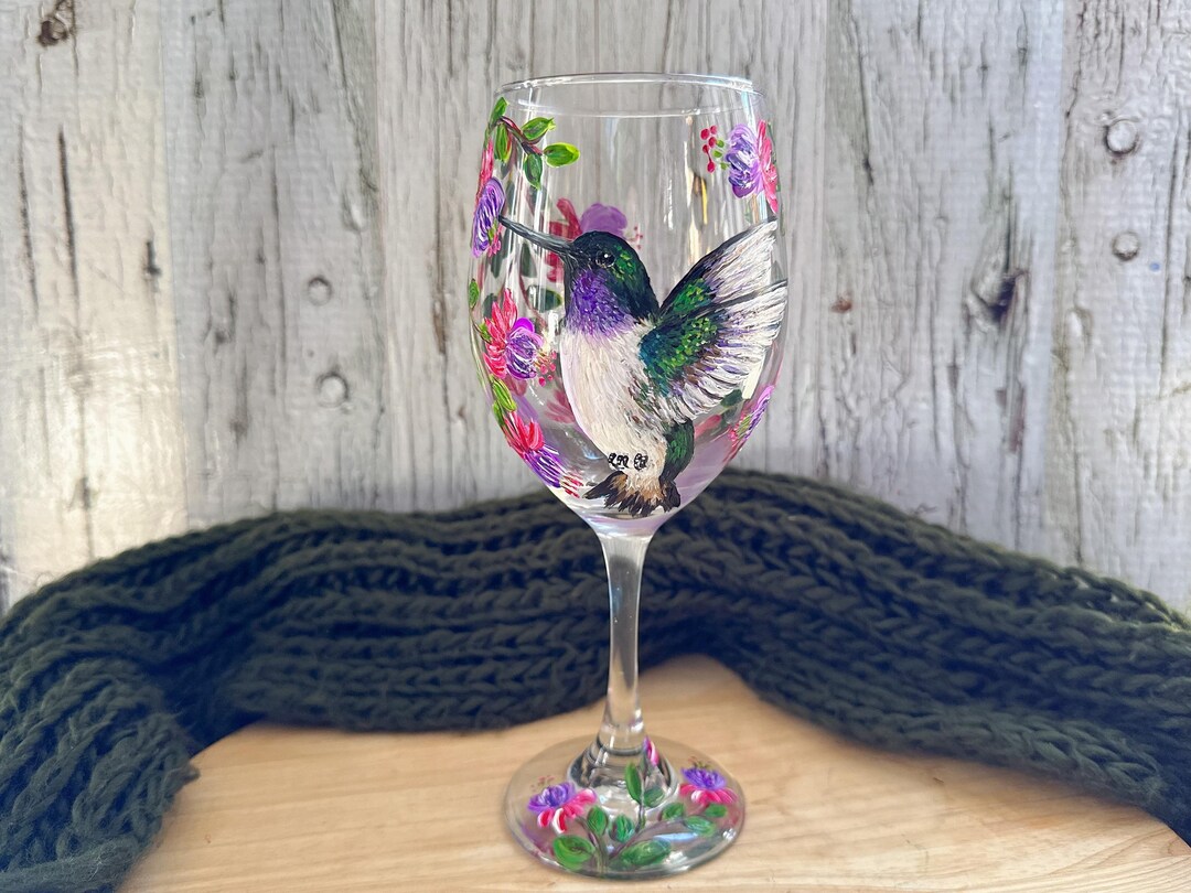 Hand Painted Hummingbird Wine Glass: Personalized Bird Lover Gift - Etsy UK