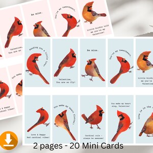 20 Mini Cardinal Bird Valentine Card, Card for Classroom, Card for Kid ...