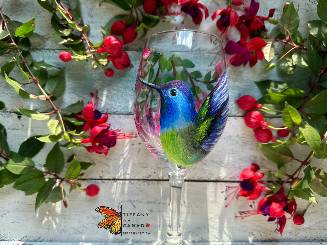 Hand Painted Hummingbird Wine Glass, Hummingbird Gift, Christmas Gift ...