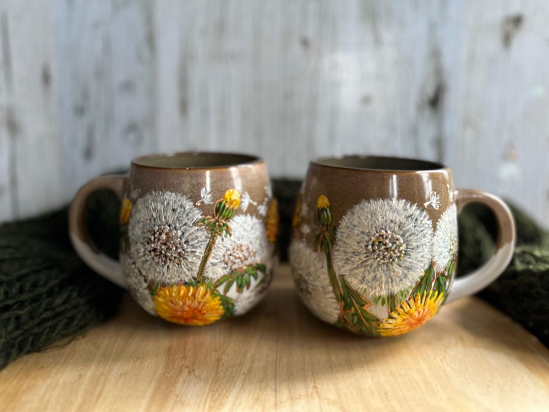 Hand Painted Dandelion Mug: Personalized Flower Gift - Etsy