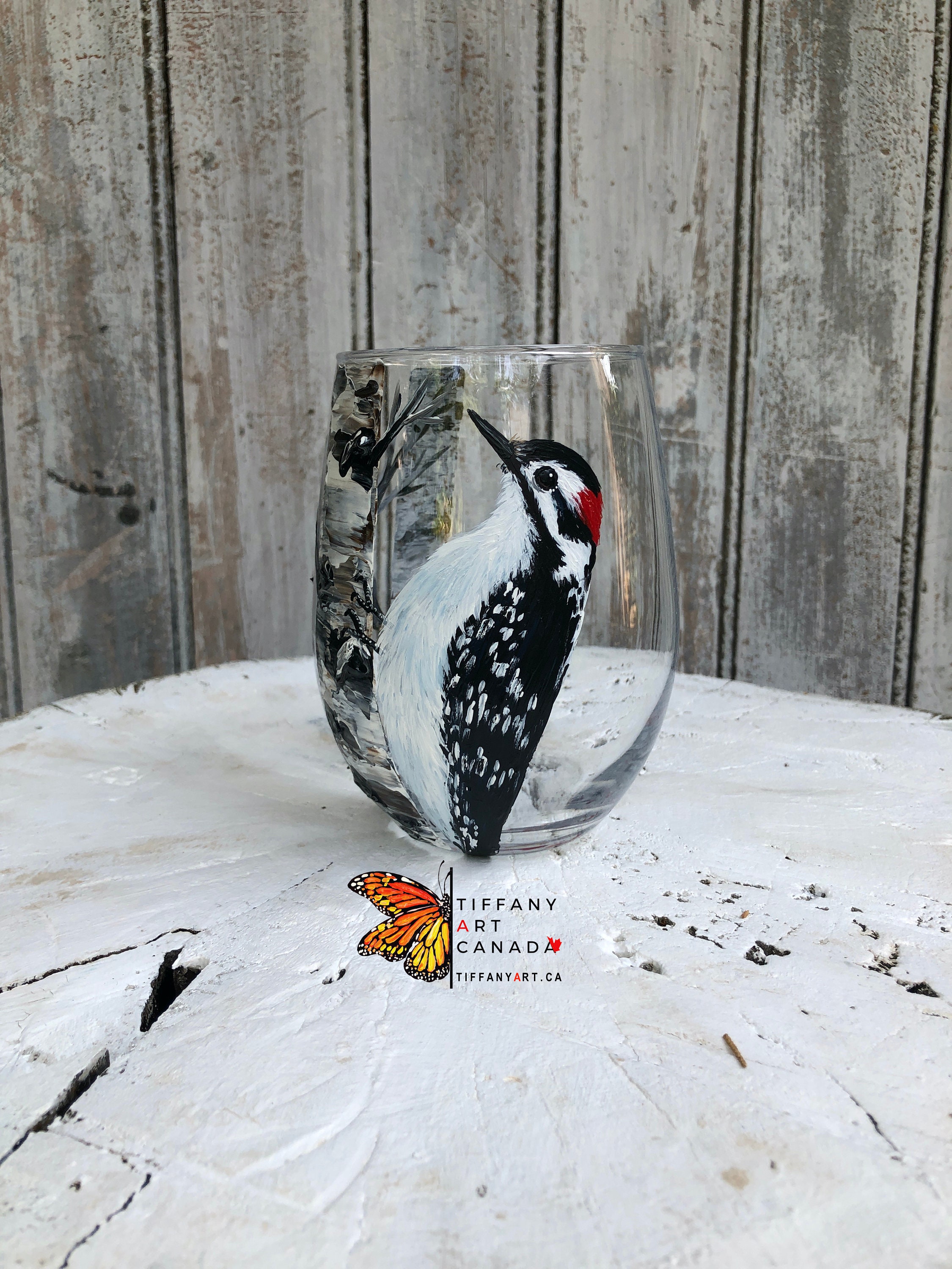 Hand Painted Loon Wine Glass Loon Stemless Wine Glass - Etsy