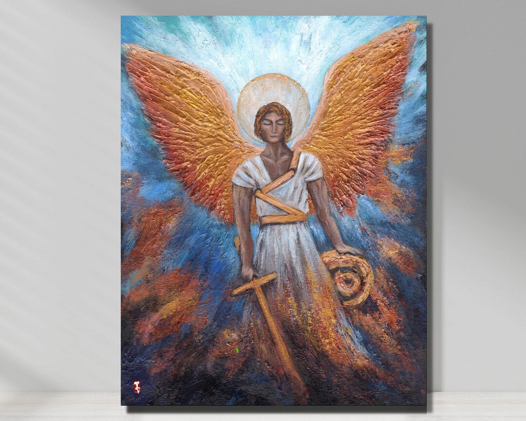 Original Angel Painting, Male Angel Painting, Male Guardian Angel Art ...