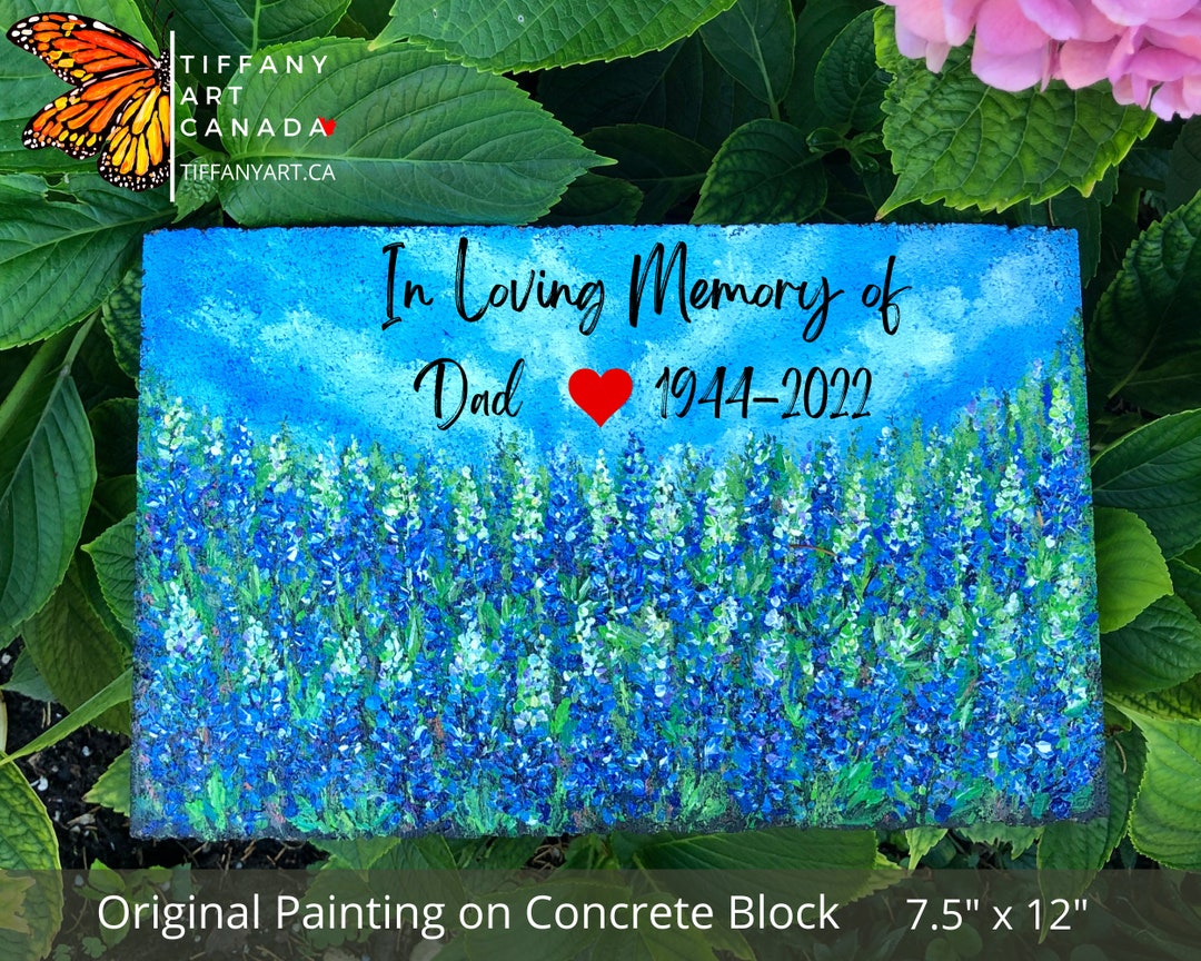 Hand Painted Bluebonnets Flower, Memorial Stone, Personalized ...