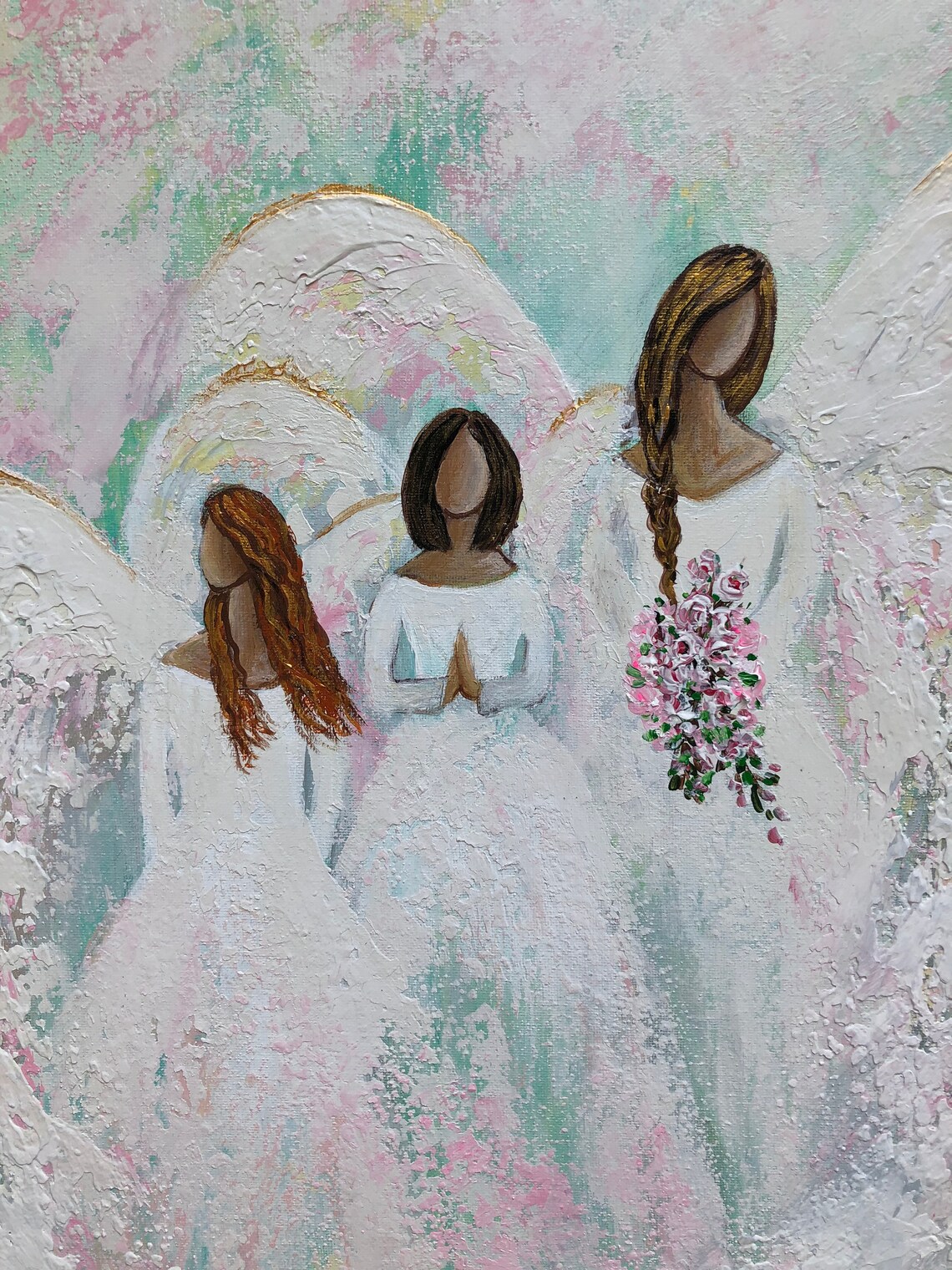 Original Angel Painting Angel Painting on Canvas Guardian | Etsy