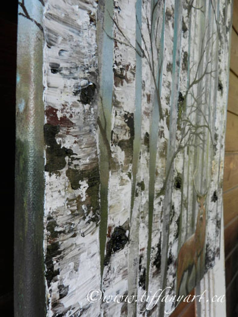 Birch Tree Art Birch Tree Painting Deer Painting Birch Tree - Etsy