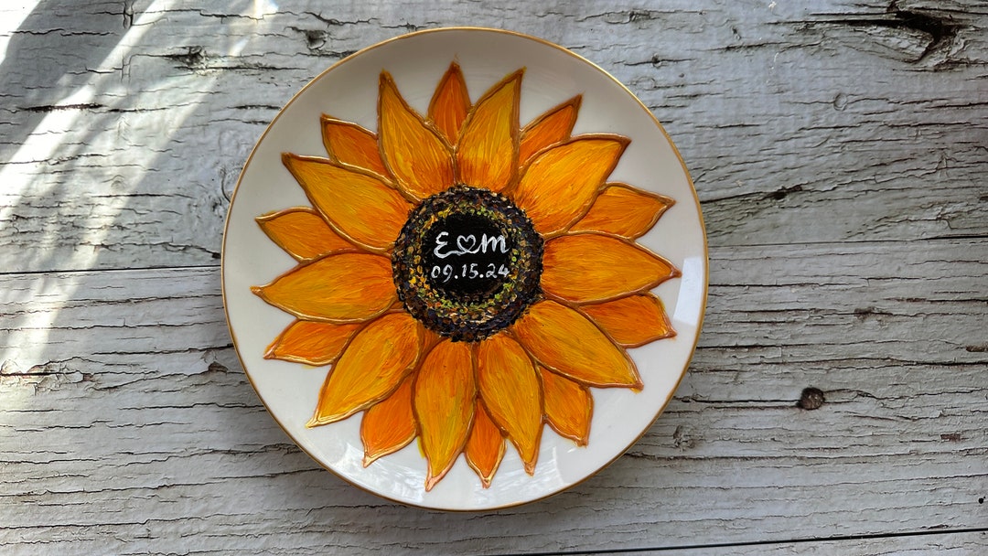 Hand Painted Sunflower Ring Dish, Sunflower Dish, Floral Ring Dish ...