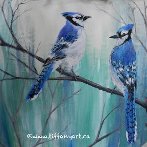 Hand Painted Pillow, Blue Jay Pillow, Bird Pillow, Blue Jay Gift, Blue ...