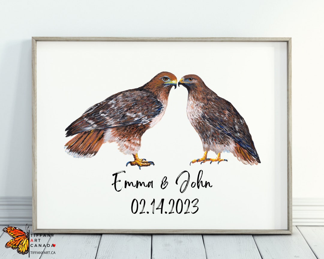 Personalized Hawk Couples Print, Hawk Art, Bird Couple Gift ...