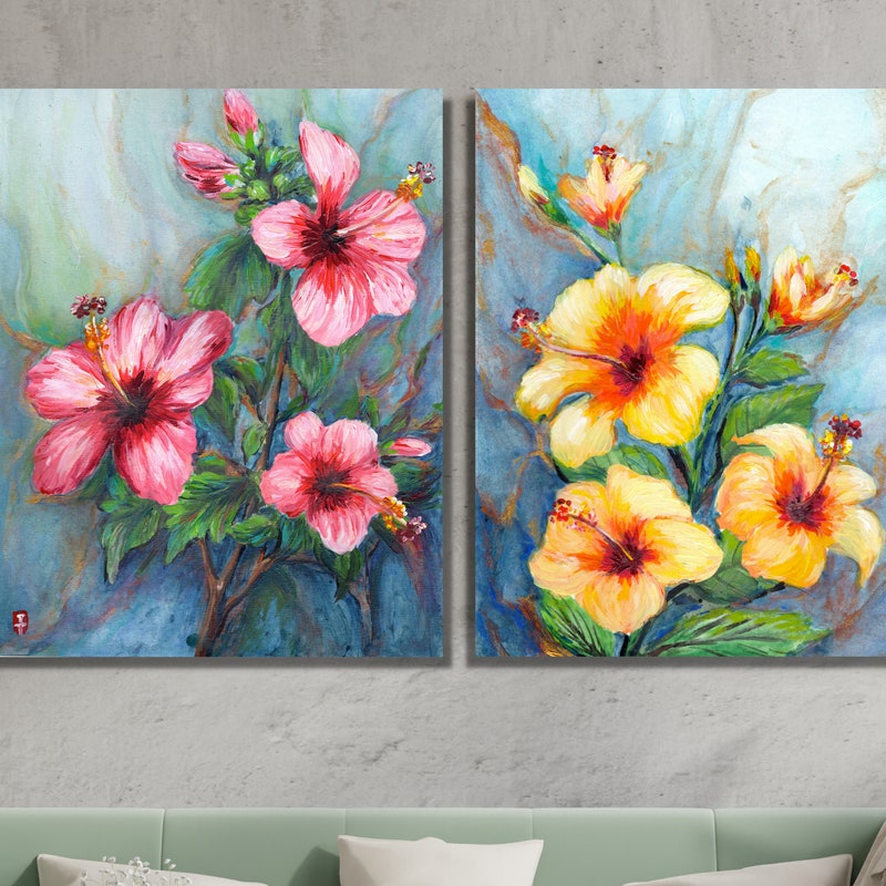 Hibiscus Painting - Etsy