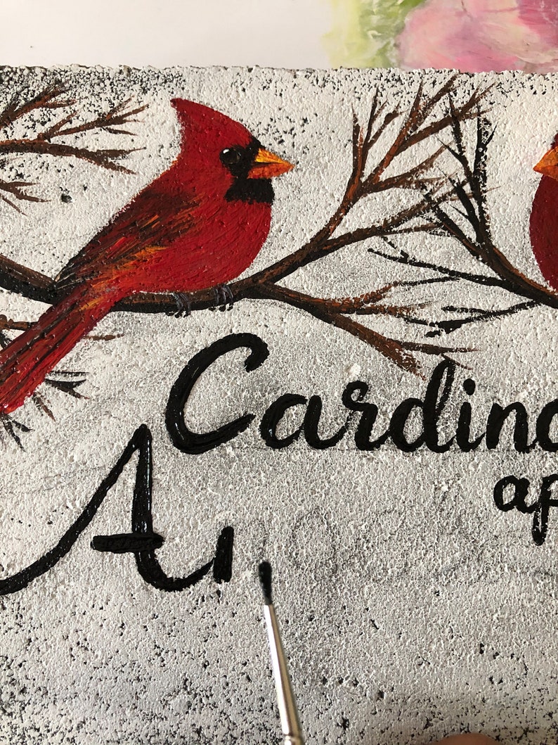 Hand Painted Cardinal Memorial Stone Personalized Remembrance - Etsy