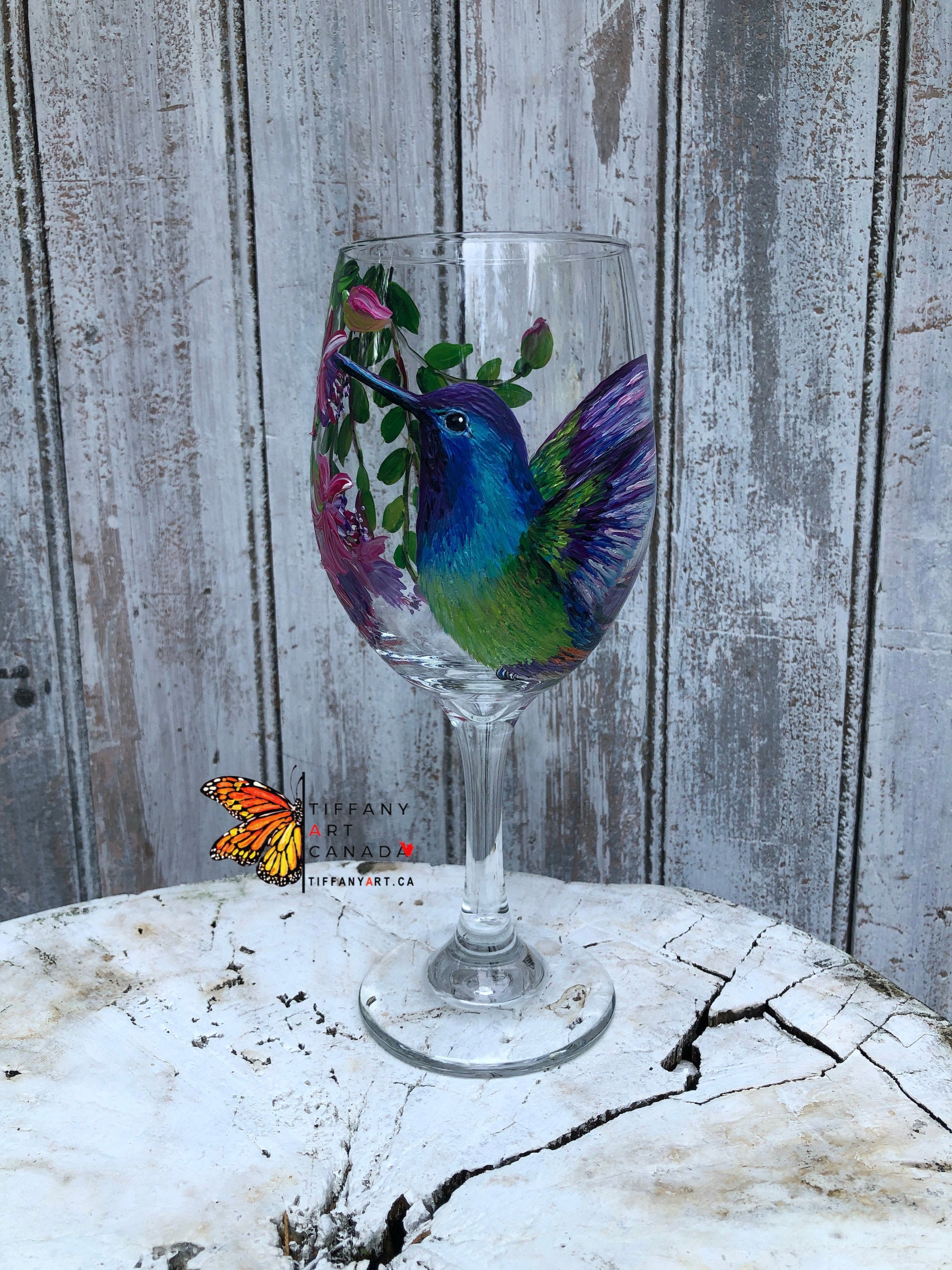Hand Painted Hummingbird Wine Glass Hummingbird Gift | Etsy