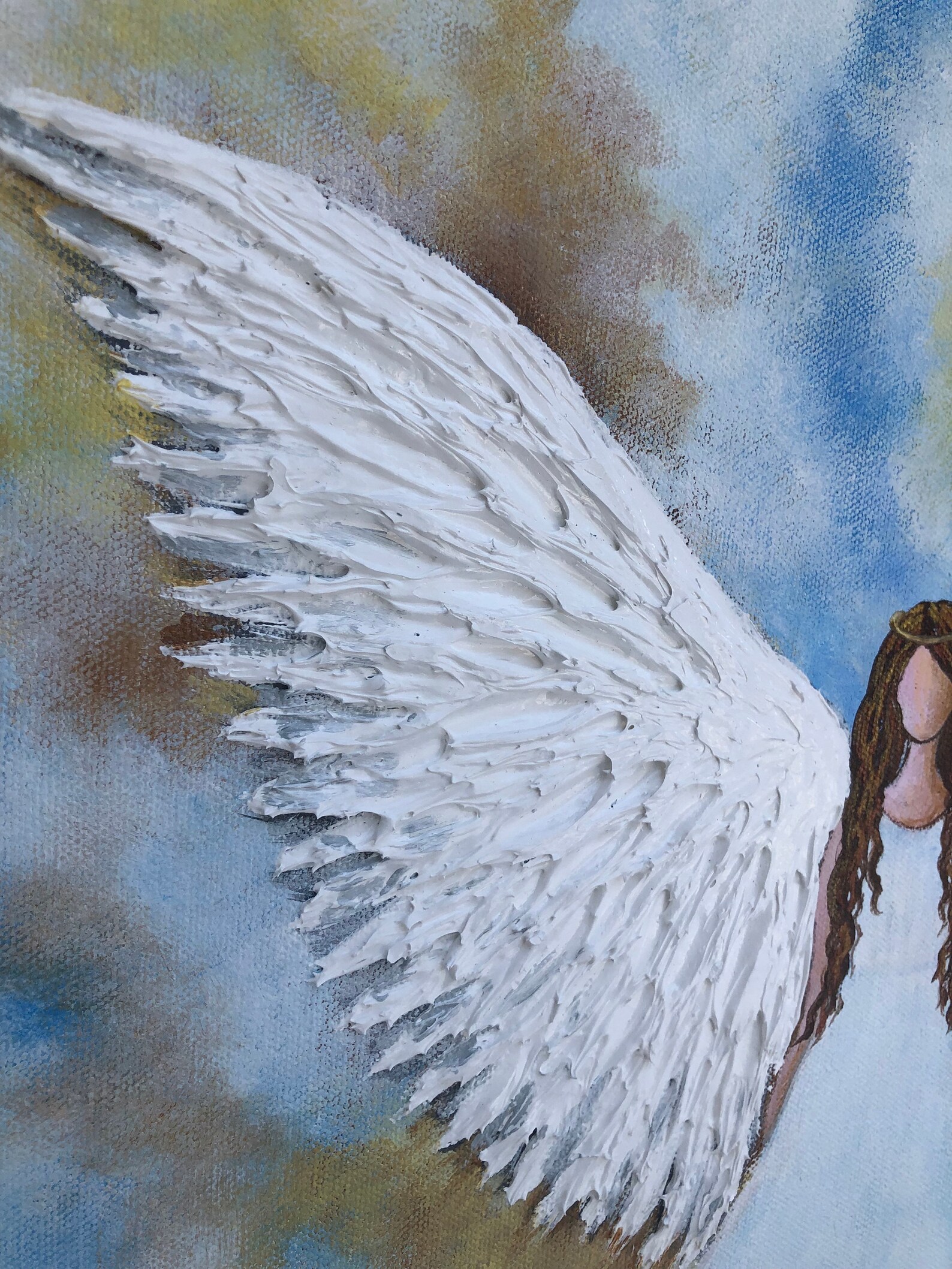 Original Angel Painting Angel Painting on Canvas Guardian - Etsy