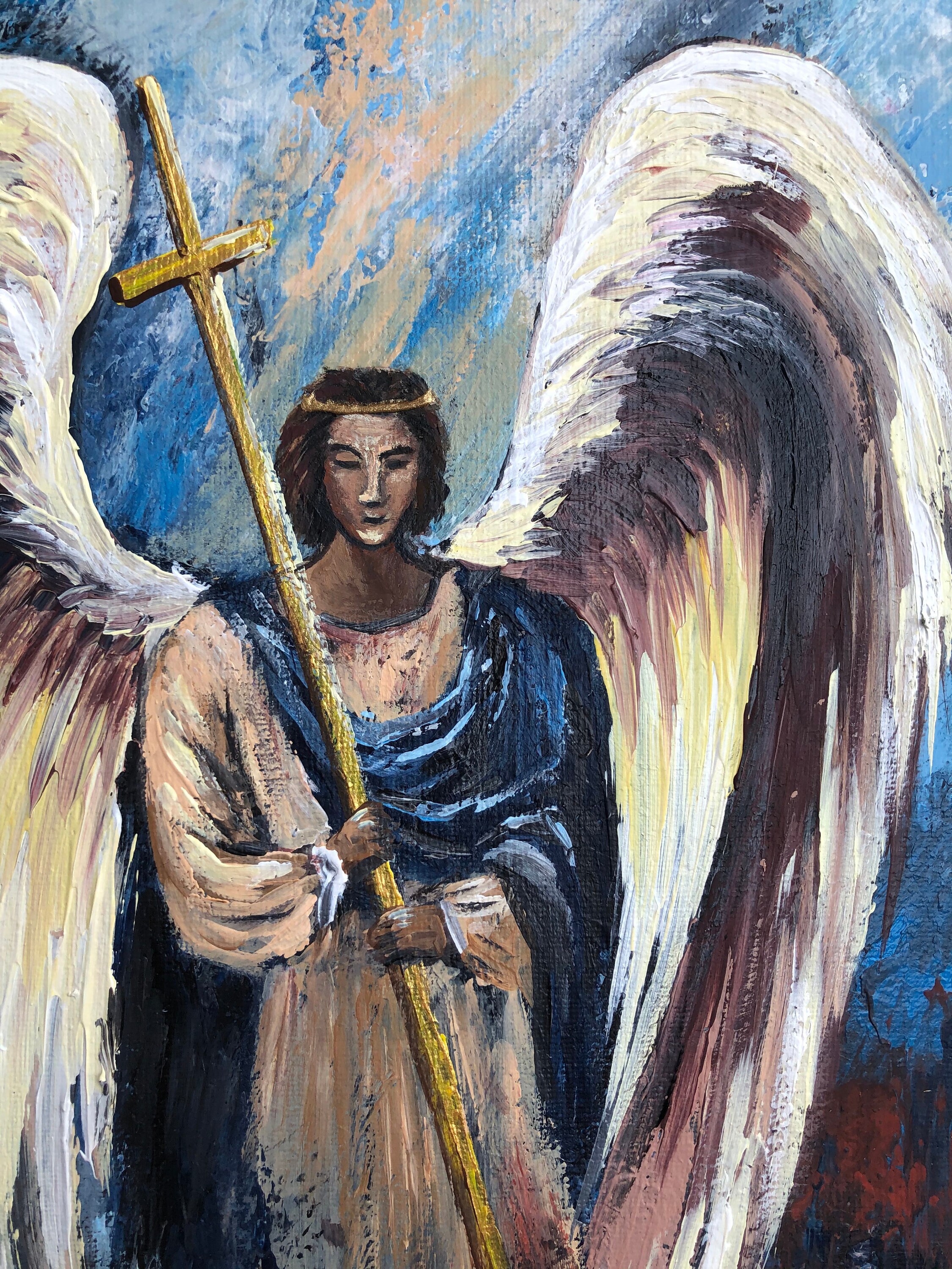 Original Angel painting Male Angel painting Male Guardian | Etsy