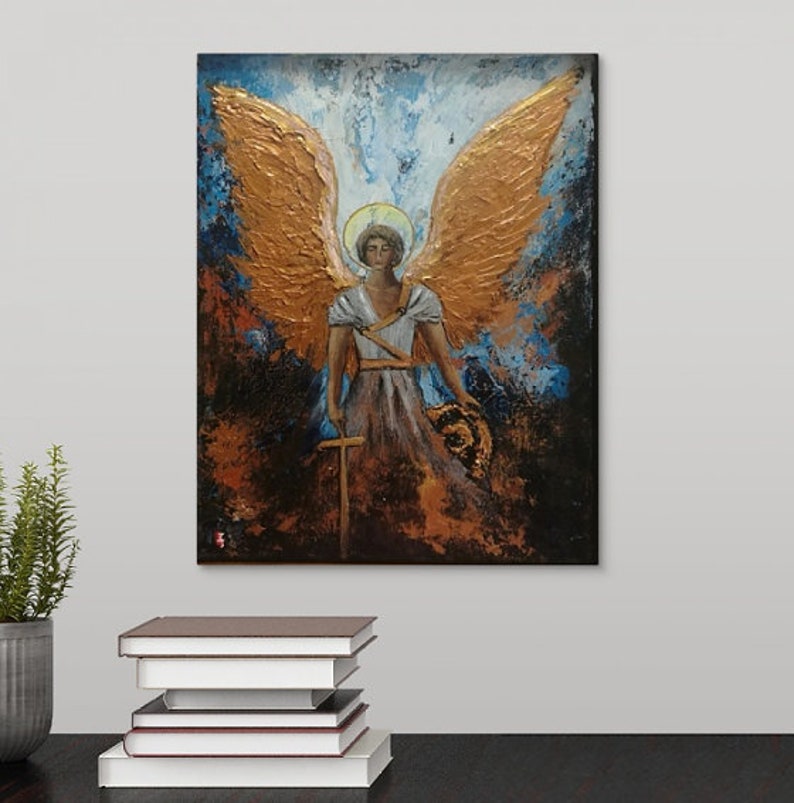 Original Angel painting Male Angel painting Male Guardian | Etsy