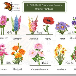 Digital Download Custom Family Birth Flower Art, Family Flower Bouquet ...