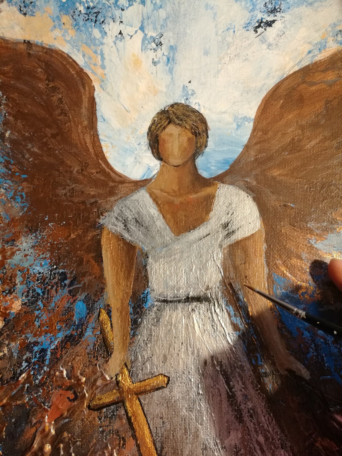 Original Angel Painting Male Angel Painting Male Guardian - Etsy