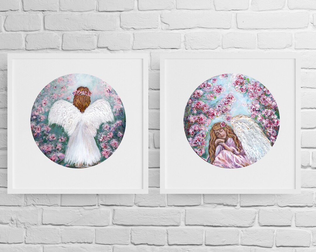 Set of 2 Angel Art Prints Angel Artwork Girl Angel Art - Etsy