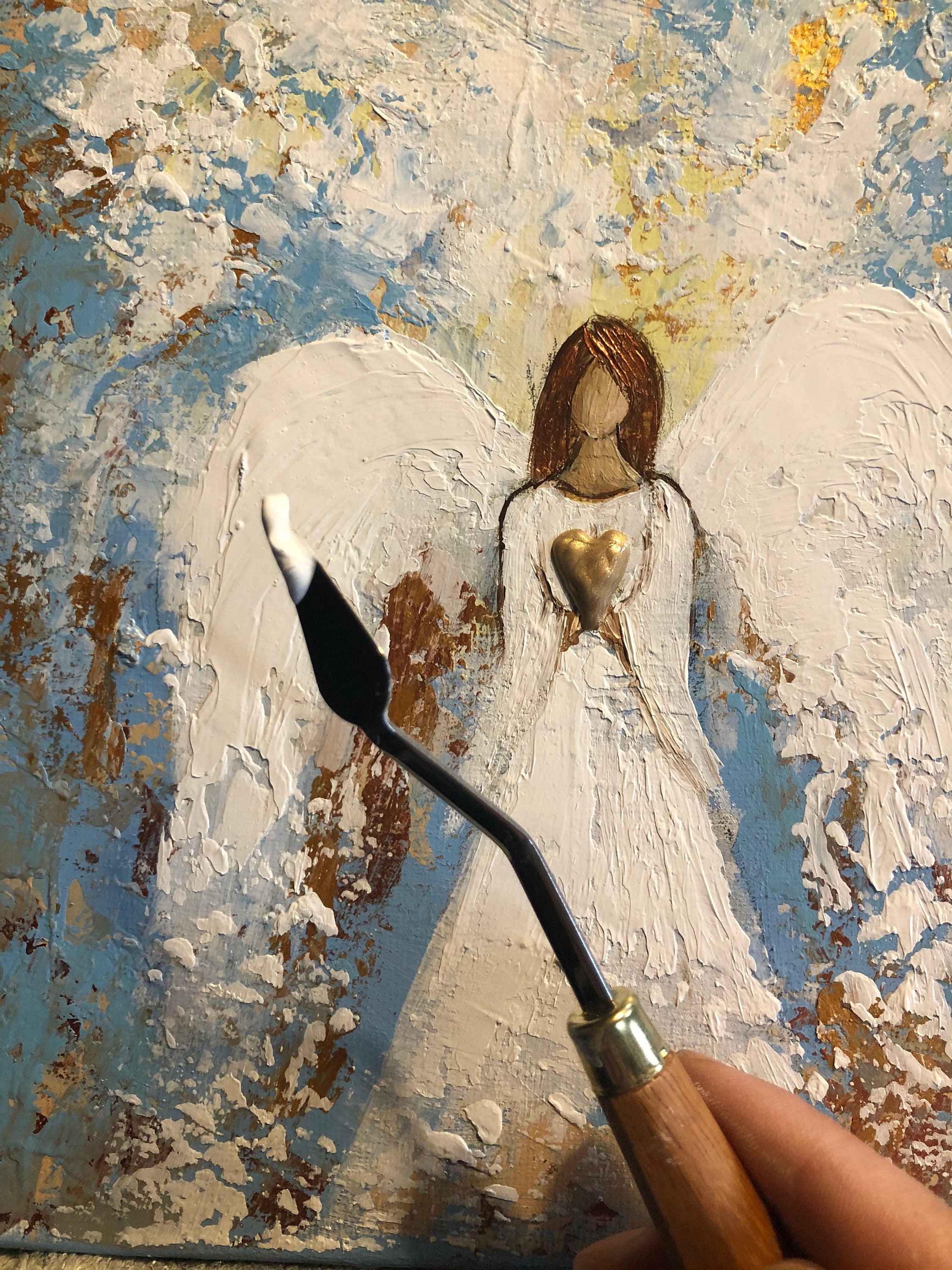 Original Angel Painting, Angel Wings, Angel Painting, Angel Gift ...