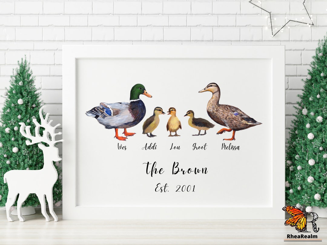 Personalized Duck Family Print: Custom Watercolor Wall Art, Mallard ...
