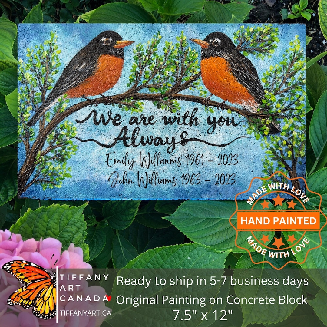 Hand Painted Robin Memorial Stone, Robin Sympathy Gift, Memorial Gift ...