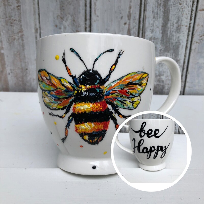 Bee Happy Mug - Etsy