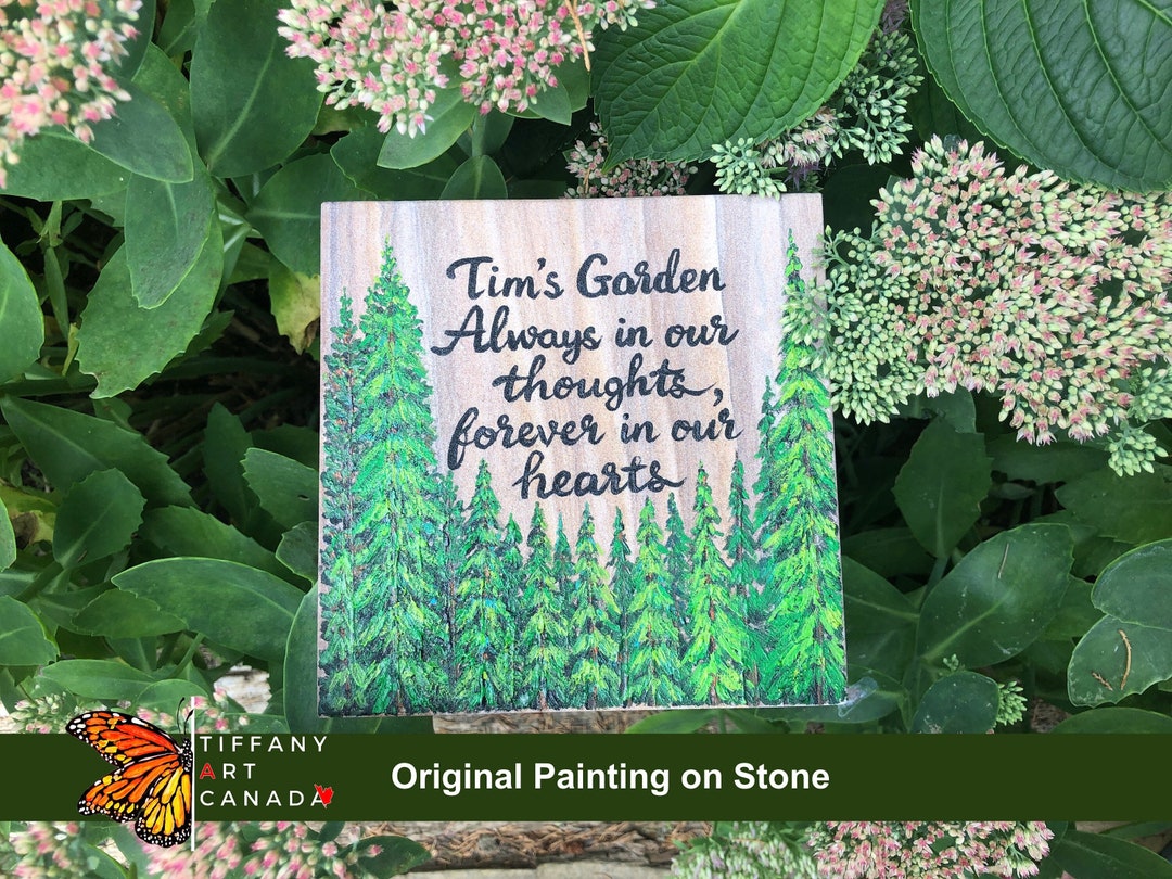 Hand Painted Pine Tree Memorial Stone: Sympathy Gift - Etsy Canada