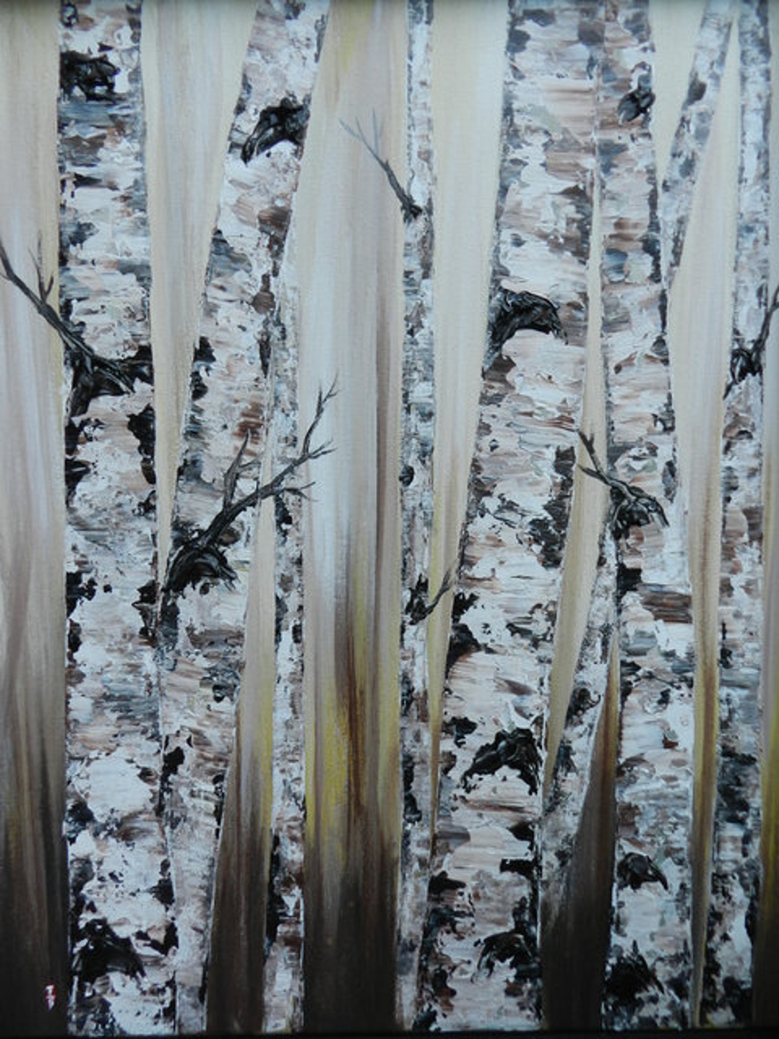 Birch tree painting birch tree art birch tree original | Etsy