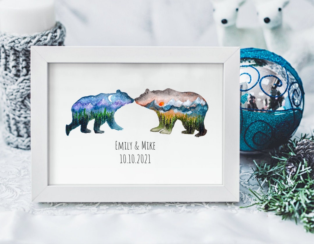 Bear Couple Print | Personalized Wedding Gift | Unique Wedding Gift ...
