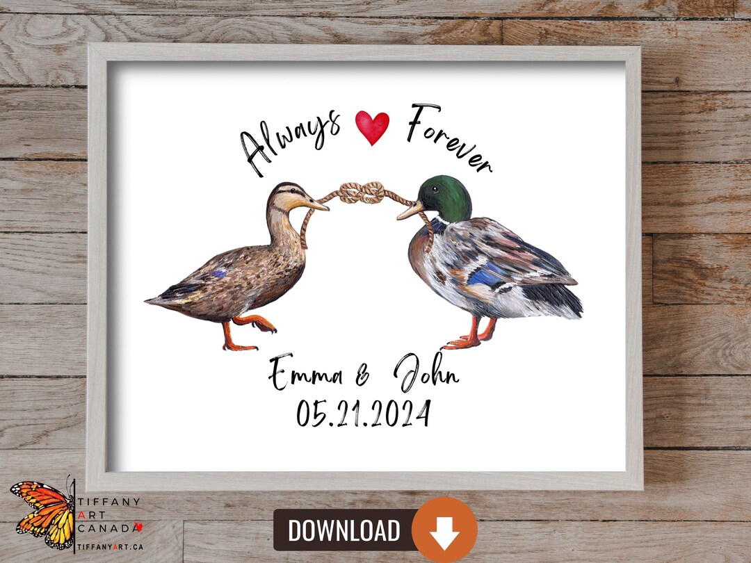 Digital Ducks Together Forever, Duck Couple Print, Gift for Husband ...