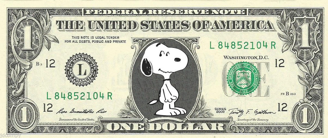 Snoopy Peanuts Dollar Schein ECHTES Geld - Etsy.de