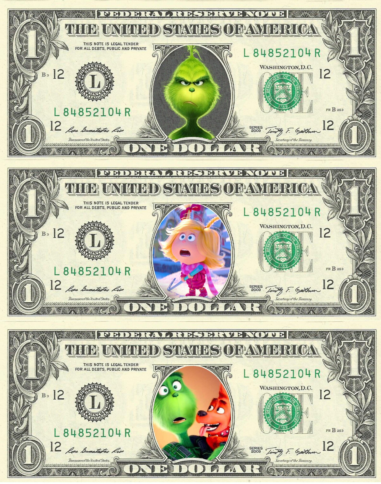 How the GRINCH Stole Christmas Collector Pack REAL MONEY | Etsy