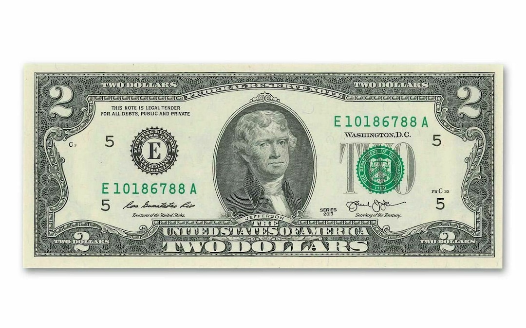 2 DOLLAR BILL Crisp Uncirculated Real LUCKY Money Free - Etsy