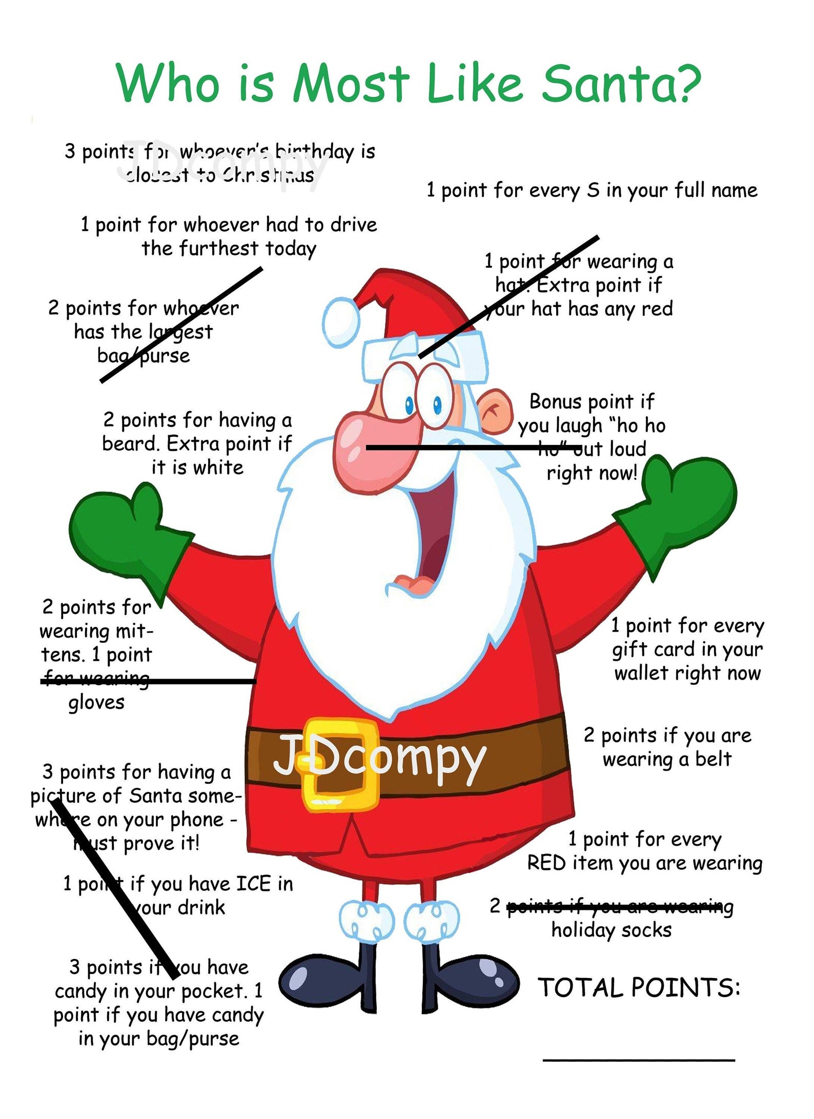 Who is Most Like Santa Game Xmas Party Game Fun for Kids | Etsy