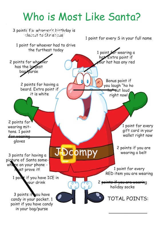 Who is Most Like Santa Game Xmas Party Game Fun for Kids | Etsy