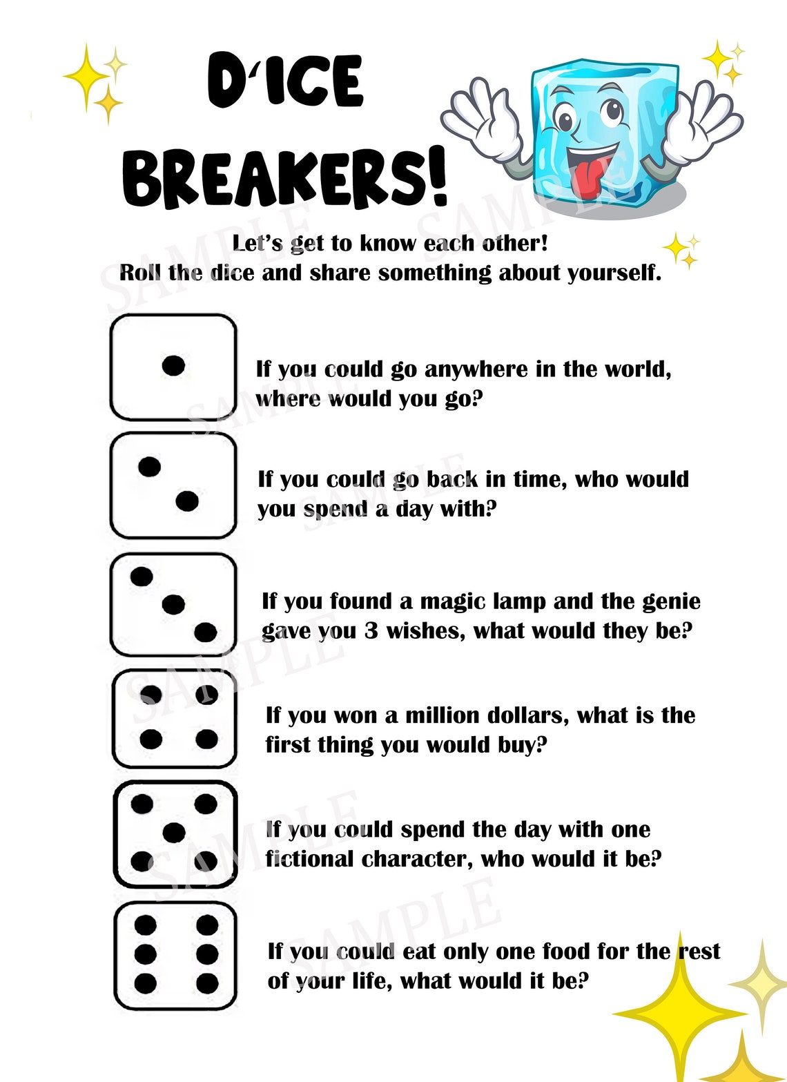 Ice Breaker Game 2 Versions Team Builder Office Community - Etsy